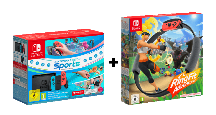 Nintendo Switch + Ring Fit Adventure + Nintendo Switch Sports + מנוי ...