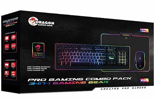ערכת גיימינג DRAGON PC PRO KIT 3 IN 1 RGB | ציוד היקפי | אוזניות