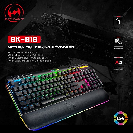 מקלדת מכנית BatKnight BK-818 - כולל משטח סיליקון מואר